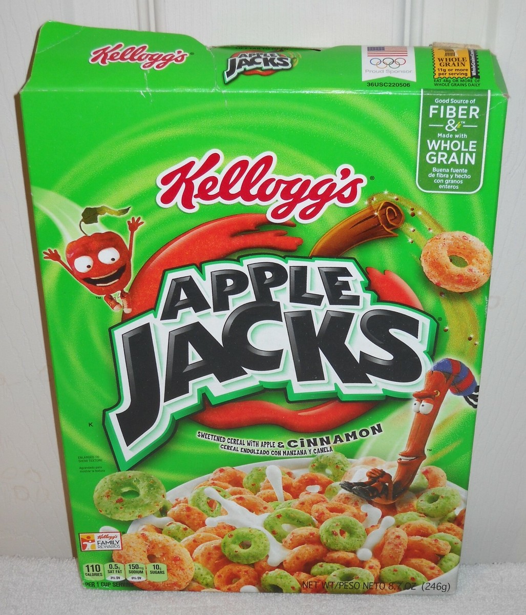 Apple Jacks Cereal Box 2000 Empty Apple Jacks With Green Jacks 15OZ