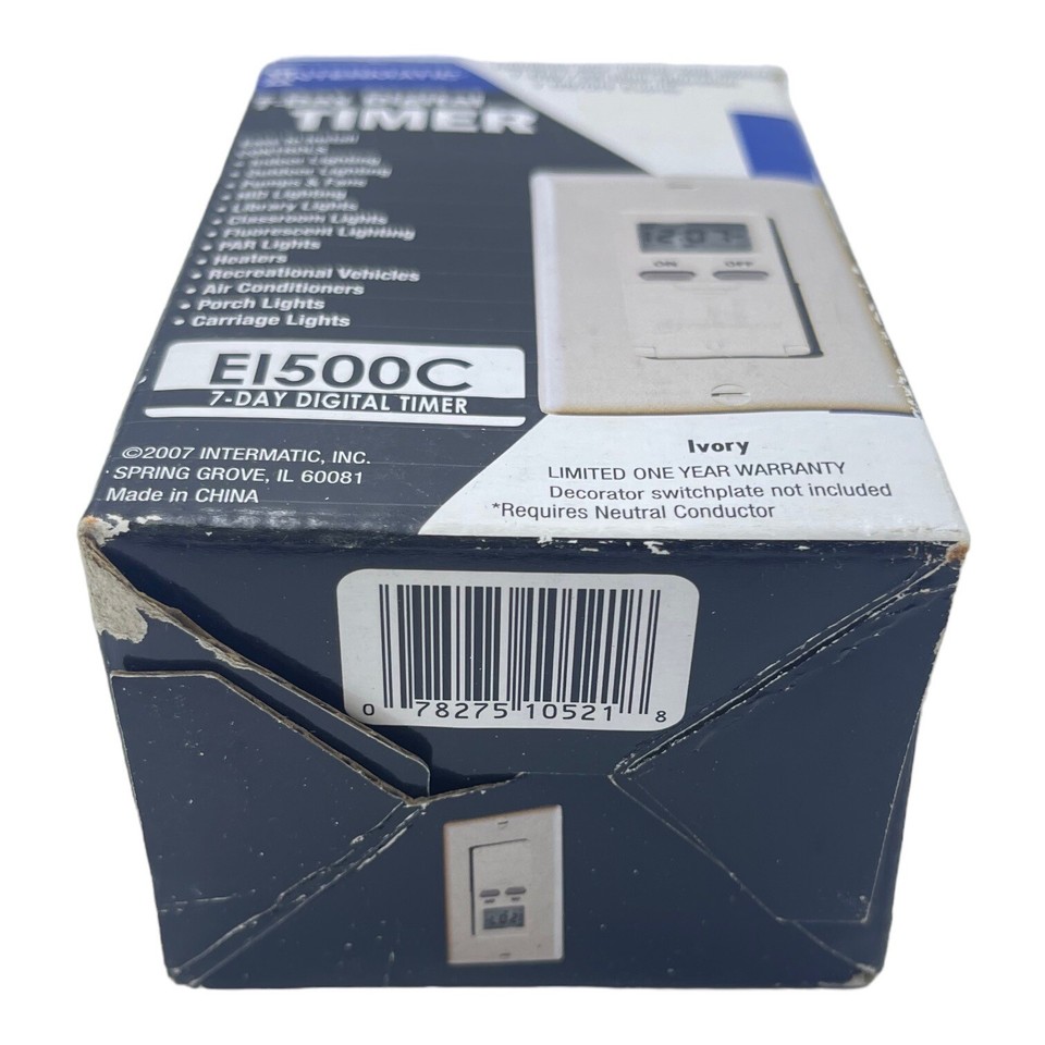 Intermatic EI500C 7-DAY Programmable In-Wall Timer - 15 A SPST 120V | eBay