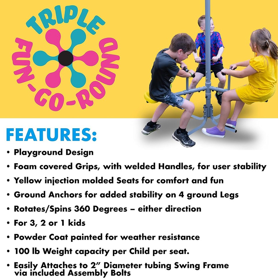 XDP Recreation Triple Fun Go Round 360 Degree Outdoor Spin Kids ...