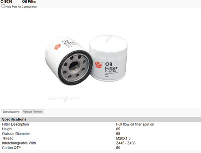 Sakura Oil Filter for Mitsubishi Lancer Evolution CY IX CZ VIII Refer ...