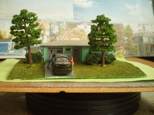 HO scale building House Ranch green Bachmann Diorama | eBay