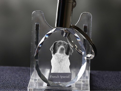 French Spaniel, Dog Crystal Round Keyring, High Quality, Crystal ...