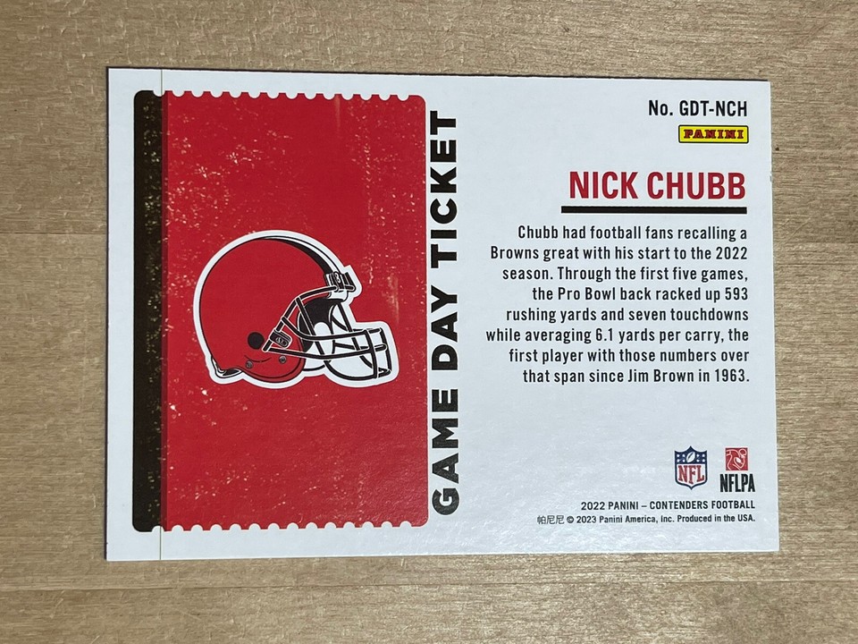 RARE L@@K 2022 Cleveland Browns Nick Chubb Panini Contenders GAME DAY ...
