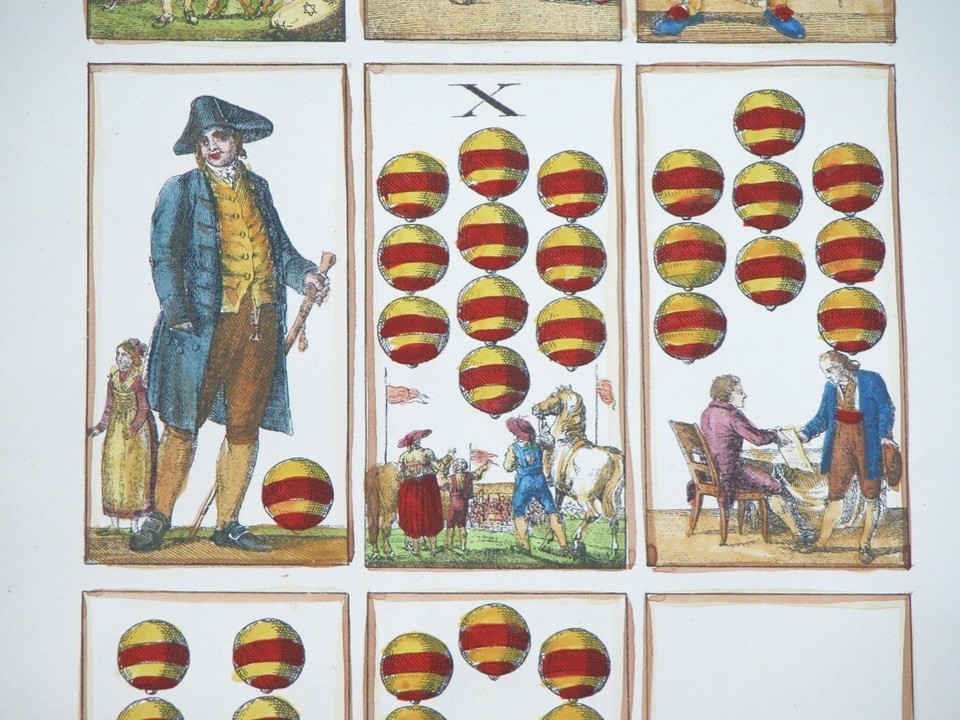 Vtg Hand Painted BAVARIAN HISTORY Litho Print Playing Cards Tarot Card ...