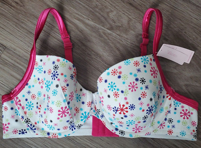 Cacique Bra Size 40C Smooth Lightly Lined Full Coverage Bra White Pink ...