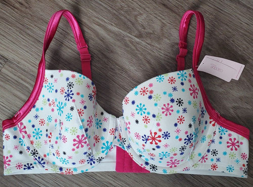 Cacique Bra Size 40C Smooth Lightly Lined Full Coverage Bra White Pink ...