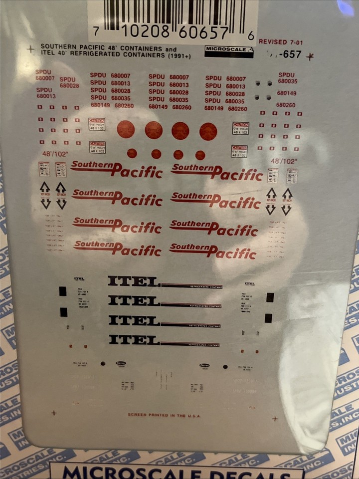 Microscale Decals N Scale 60-657 Assorted Containers SP,Itel Unopened ...