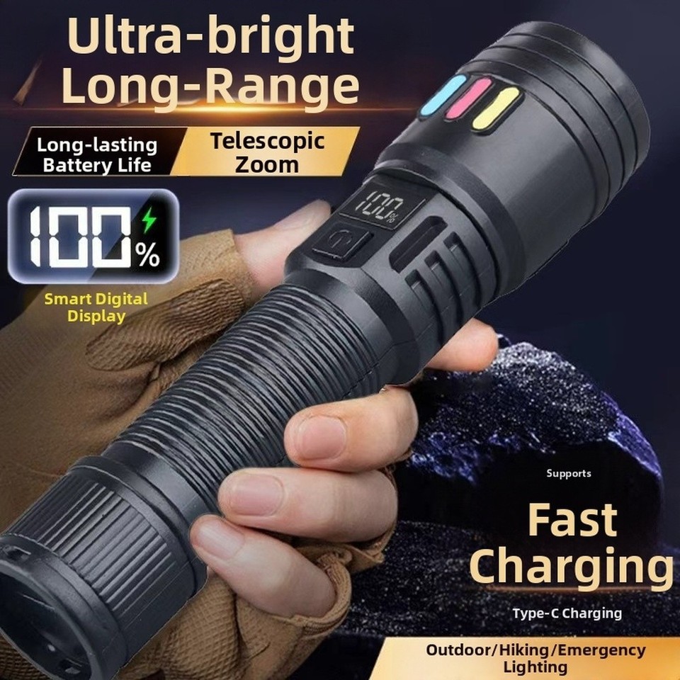 LED Flashlight Zoom Beam Camping Trips 800mAh Battery 5W Power 200m ...
