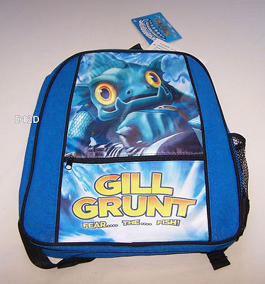Skylanders Spyros Adventure Gill Grunt Boys Blue Black Printed Backpack ...