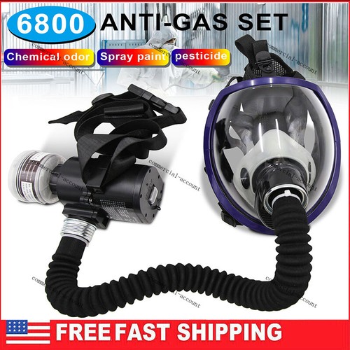 6800 Full Face Gas Mask Chemical Paint Spray Respirator Air Breathing ...