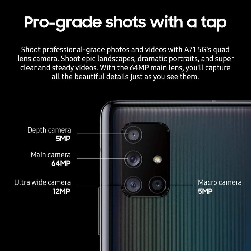 Samsung Galaxy A71 5G UW SM-A716V 128GB Black (Verizon Unlocked) - Good ...