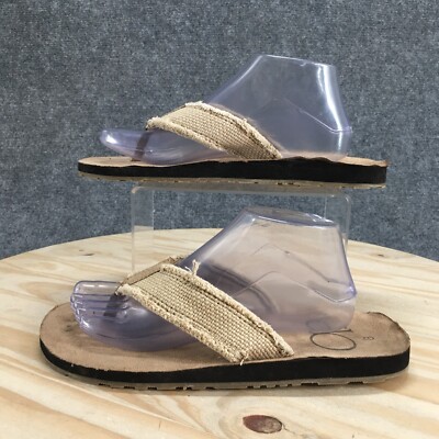 OP Ocean Pacific Sandals Mens 8 Flip Flop Beige Toe-Post Comfort Casual ...