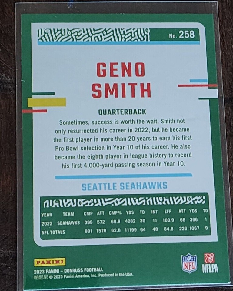 Geno Smith 2023 Panini Donruss Card #258 Seattle Seahawks NFL | eBay