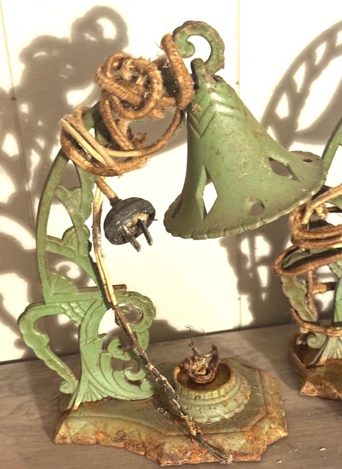 Rare Antique Art Nouveau Cast Iron Goose Neck Table Desk Lamp Parts ...