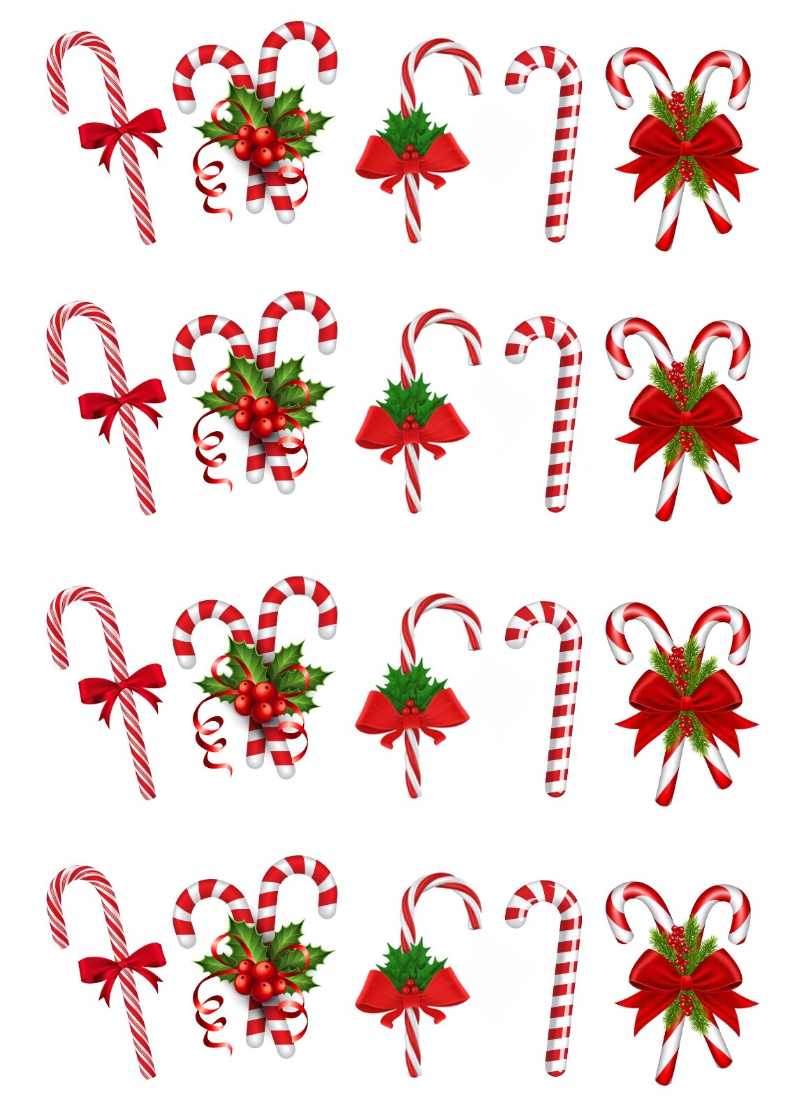 Cake Toppers Christmas Candy Canes 20 Stand Up Edible Wafer Paper ...
