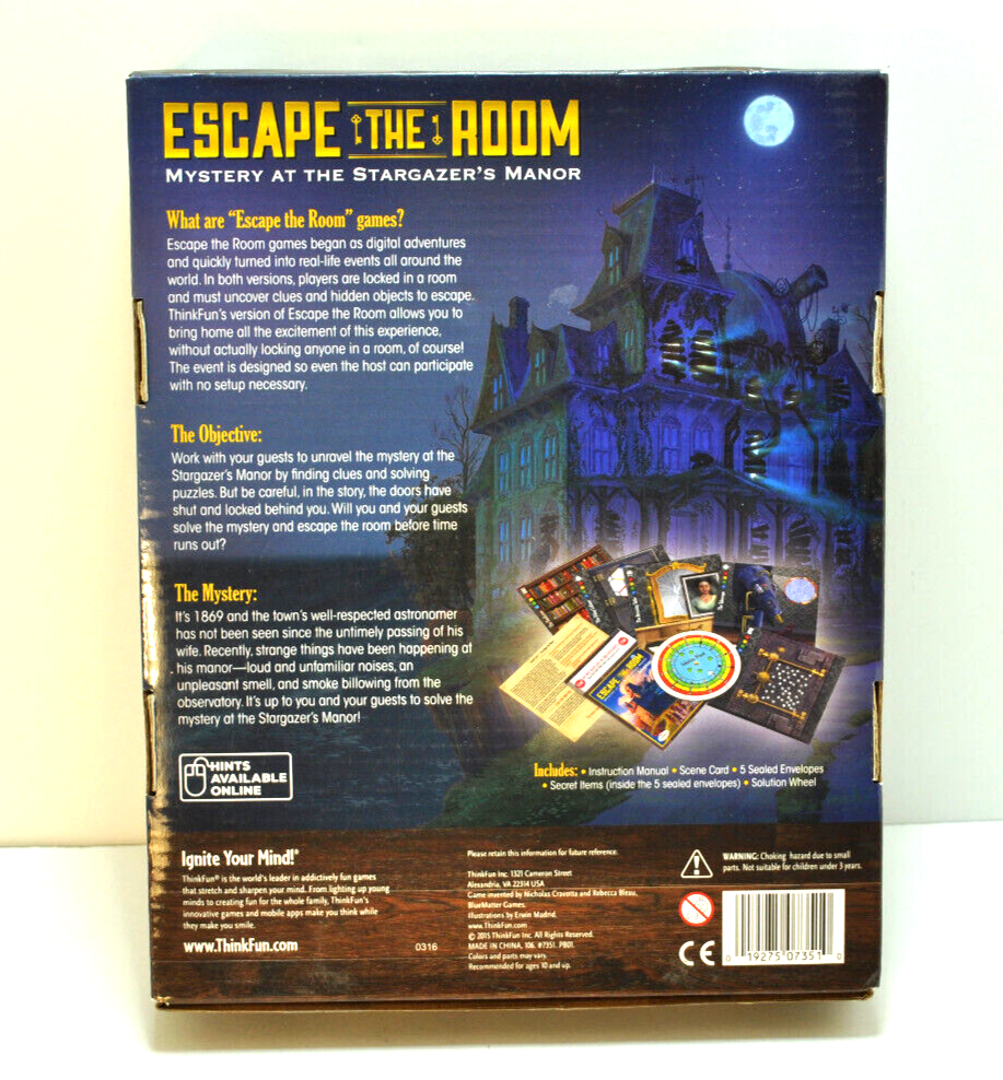 Escape the Room Board Game by ThinkFun NEW OPEN BOX | eBay