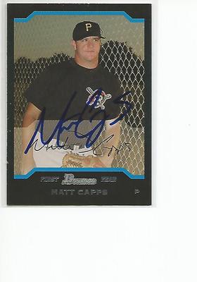 MATT CAPPS Autographed Signed 2004 Bowman card Pittsburgh Pirates COA ...