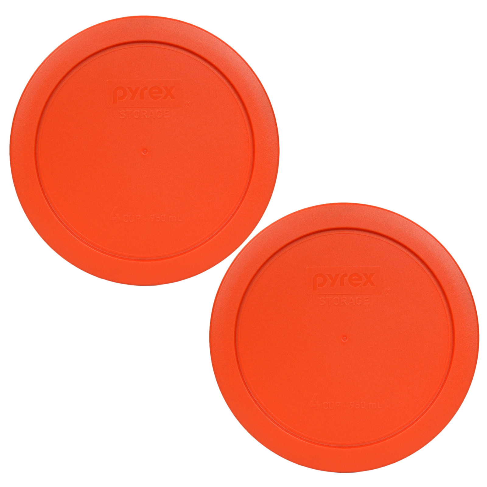 Pyrex 7201-PC 6" Pumpkin Orange Plastic Storage 2 Pack Lid for 4 Cup ...