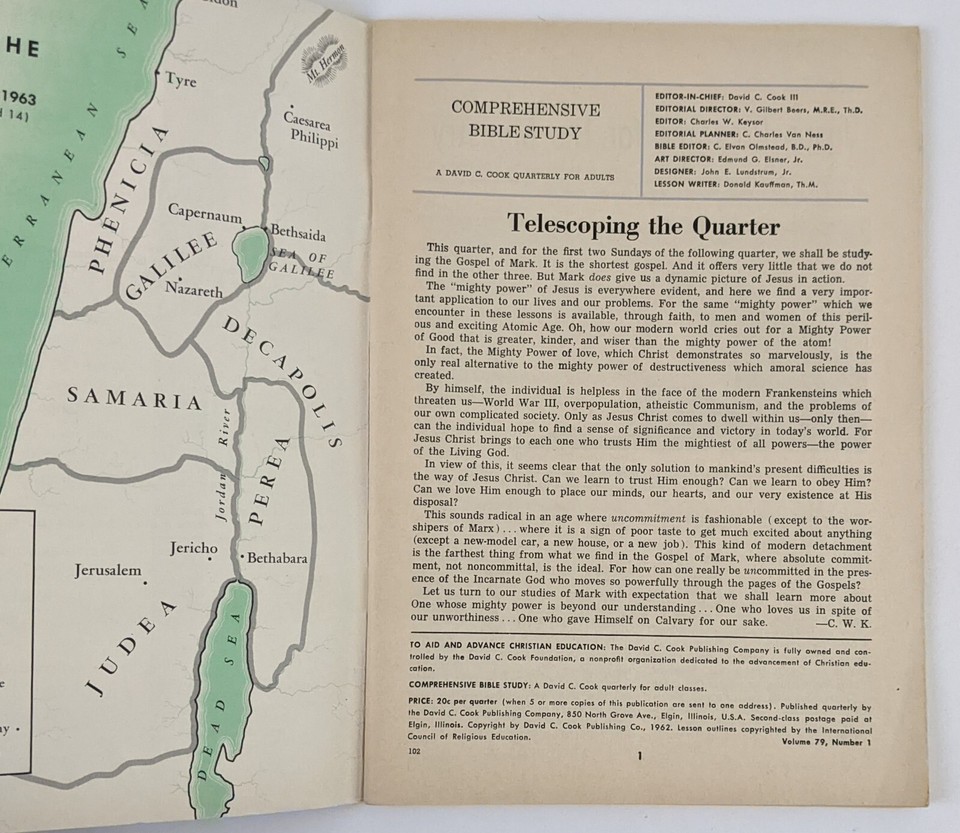 1963 David C Cook Comprehensive Bible Study Vintage Booklet Gospel of ...