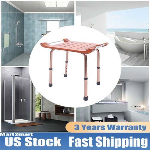 Teak Bath Bench Shower Stool SPA Seat Portable Adjustable 300LBS Non ...