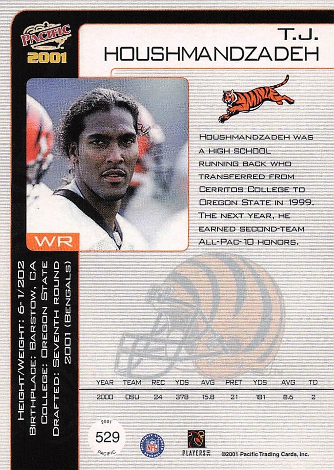 2001 Pacific #529 T.J. Houshmandzadeh 1448/1750 | eBay