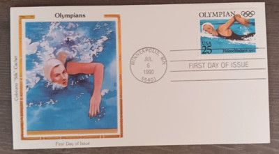 SWIMMER OLYMPIAN HELENE MADISON 3 TIME MEDALIST 1990 COLORANO SILK ...