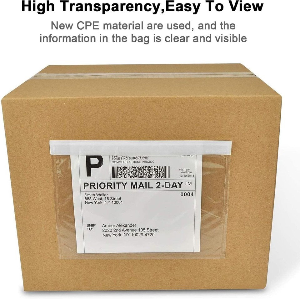 100 Bags 6x9 inch Packing List Pouches Clear Self-Adhesive Shipping ...