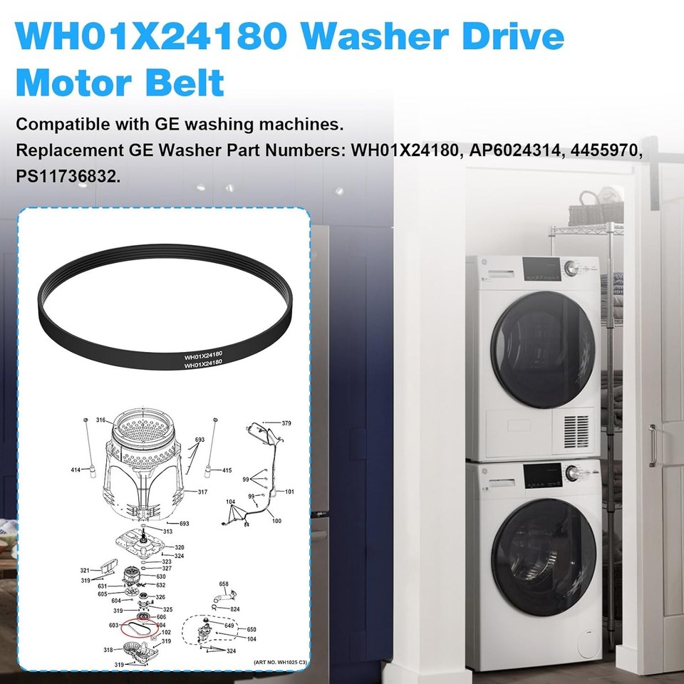 WH01X24180 Washer Drive Belt 290D1101P002, AP6024314, PS11736832 | eBay