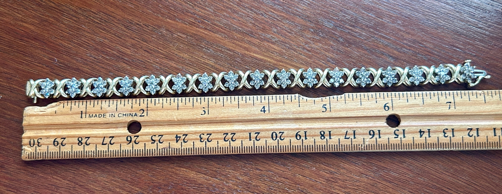 HEAVY 14k Yellow Gold X Design 3.5ctw Diamond Tennis Bracelet Signed ...