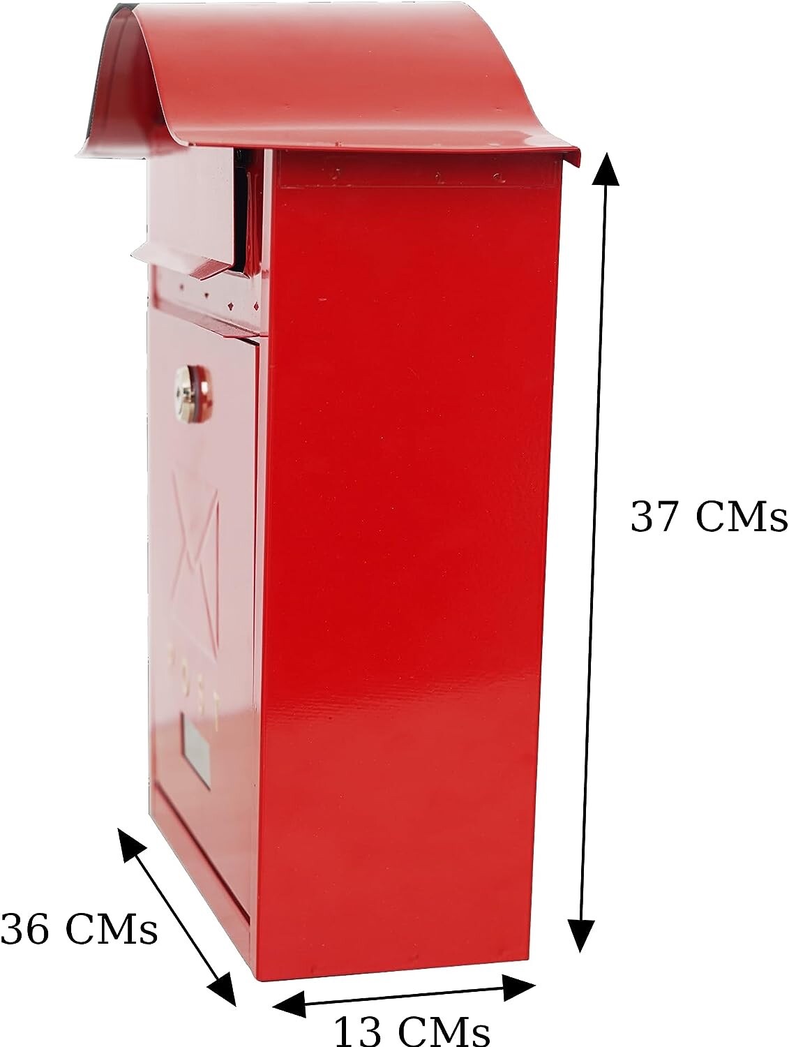 Post Box Wall Mounted Red Large Letter Mailbox Lockable Outdoor ...