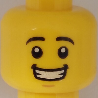 Lego Minifigure Head Black Eyebrows, Chin Dimple, Open Mouth ...