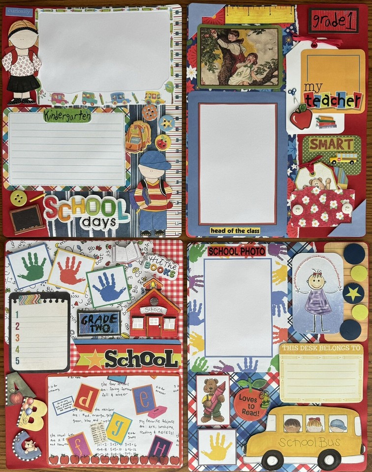Premade 8.5 X 11 Scrapbook Album Handmade Pages School Elementary ...