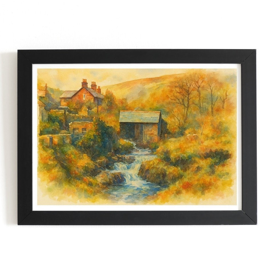A4 PRINT - Fairy Falls, Trefriw - Vintage Art Style | eBay UK