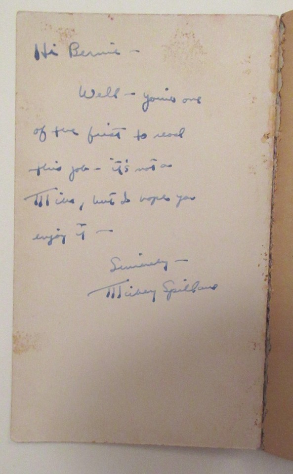 Eight Mickey Spillane Novels Signed and Inscribed to Local Postman | eBay