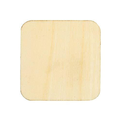 60 Pack 2x2 Wood Squares for Crafts 2.5mm Unfinished Wood Cutouts with ...