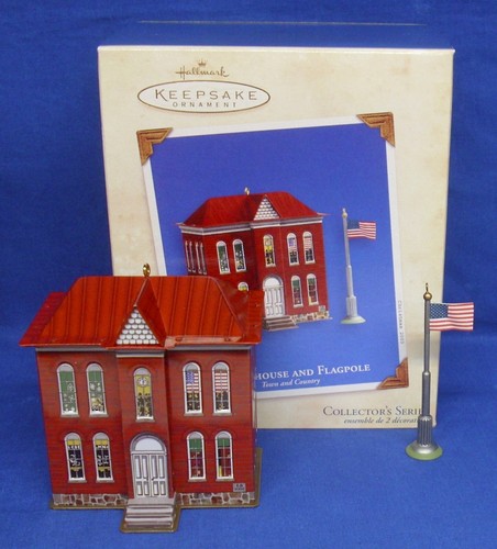 Hallmark Ornament Town and Country #5 Schoolhouse and Flagpole 2003 ...