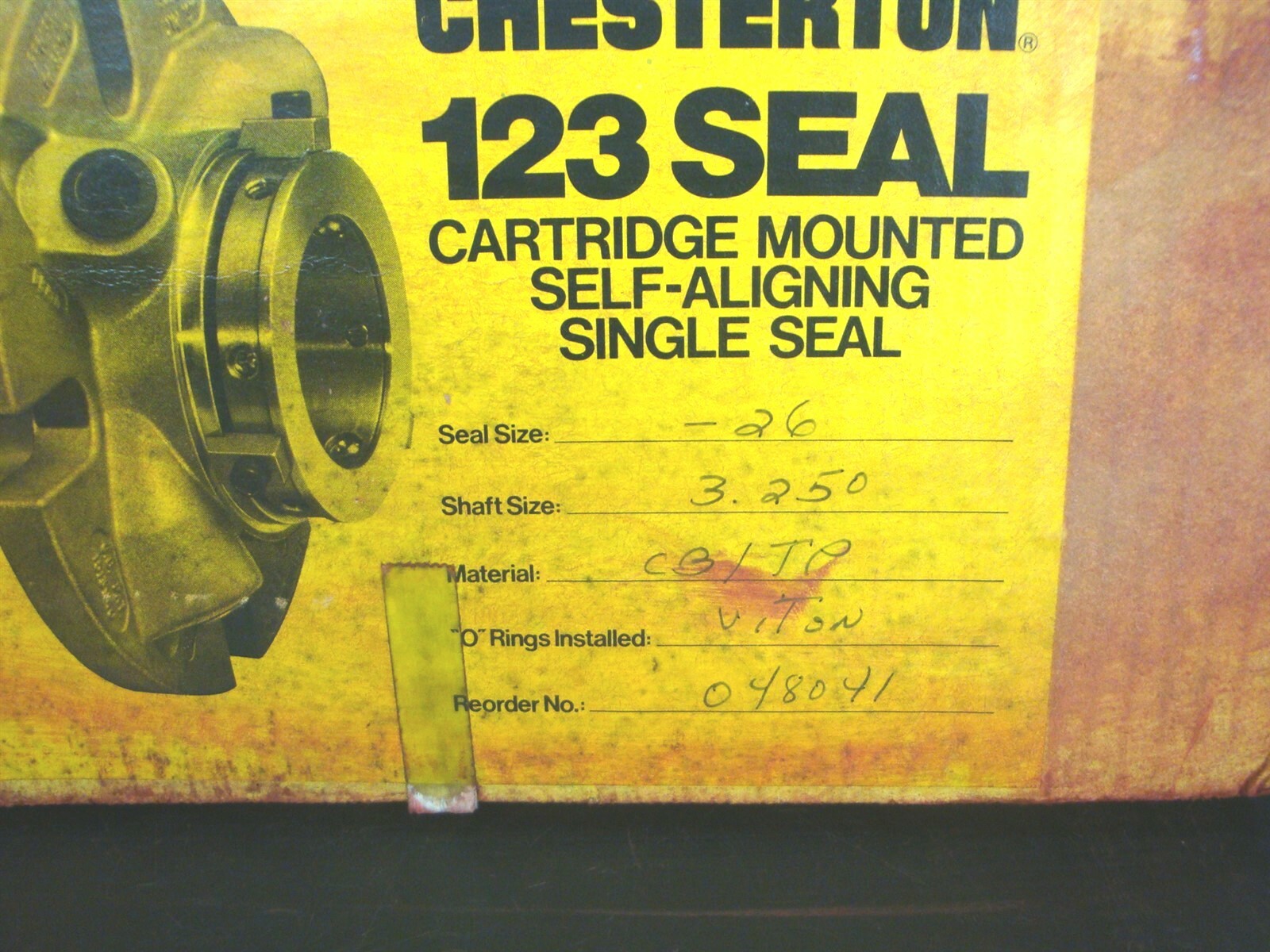 CHESTERTON 123 Cartridge PN-048041 SELF ALIGHNING Single Seal -26, 3. ...