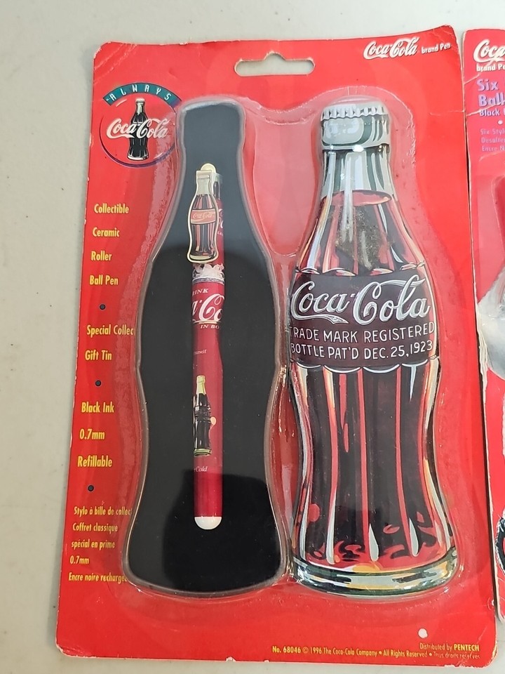 1996 Coca Cola Coke Bear Pen And Pencil Set + 2 1996 Roller Ball Pens W ...