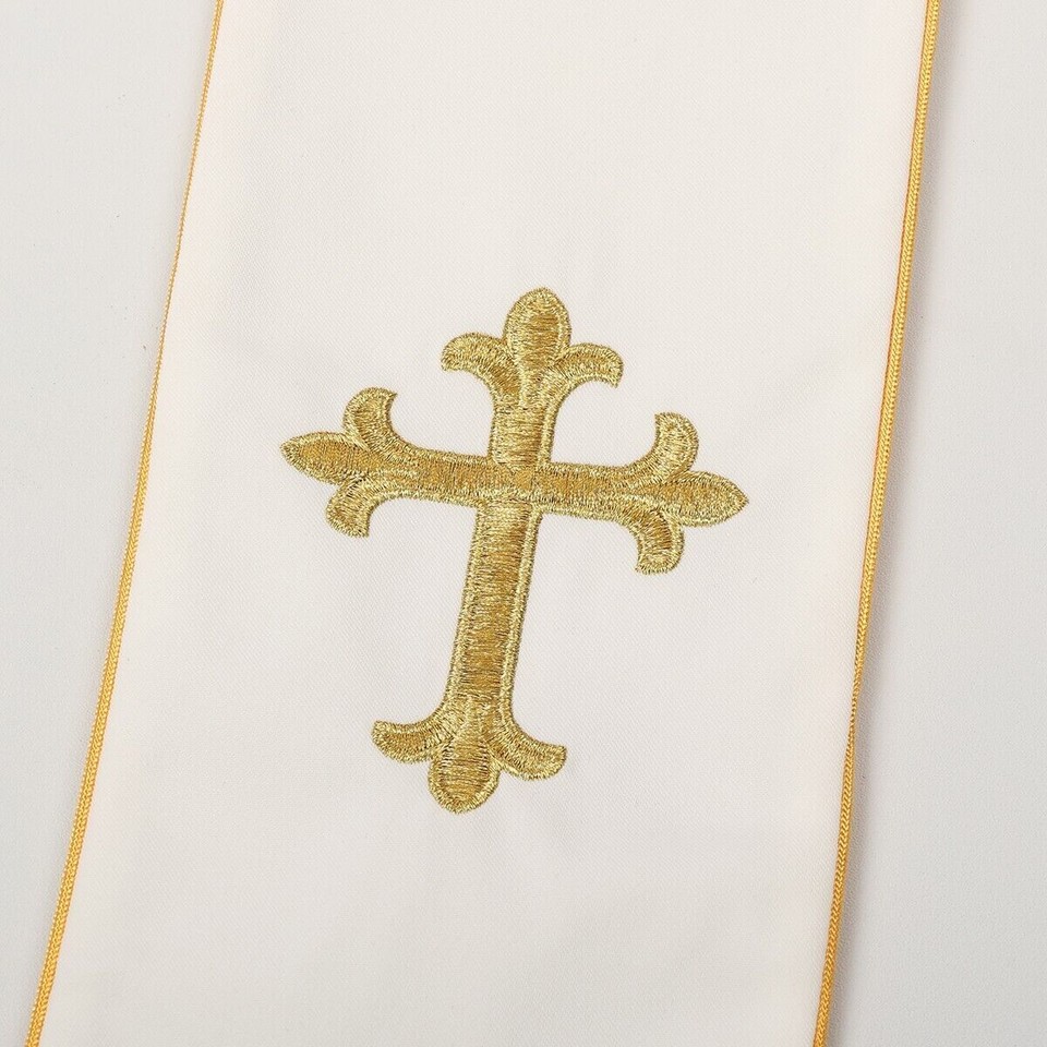 Clergy Stole Holy Yellow Cross Embroidery Stole Catholic Priest Stole ...