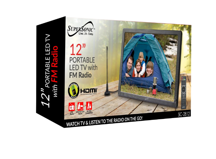 12" Portable Digital LED TV | USB & SD Inputs | 12 Volt AC/DC ...