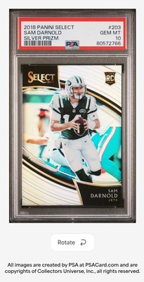 Sam Darnold 2018 Panini Select Field Level Silver Prizm PSA 10 ROOKIE ...