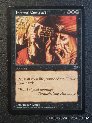 Infernal Contract Mirage NM Black Rare MAGIC THE GATHERING MTG CARD ...