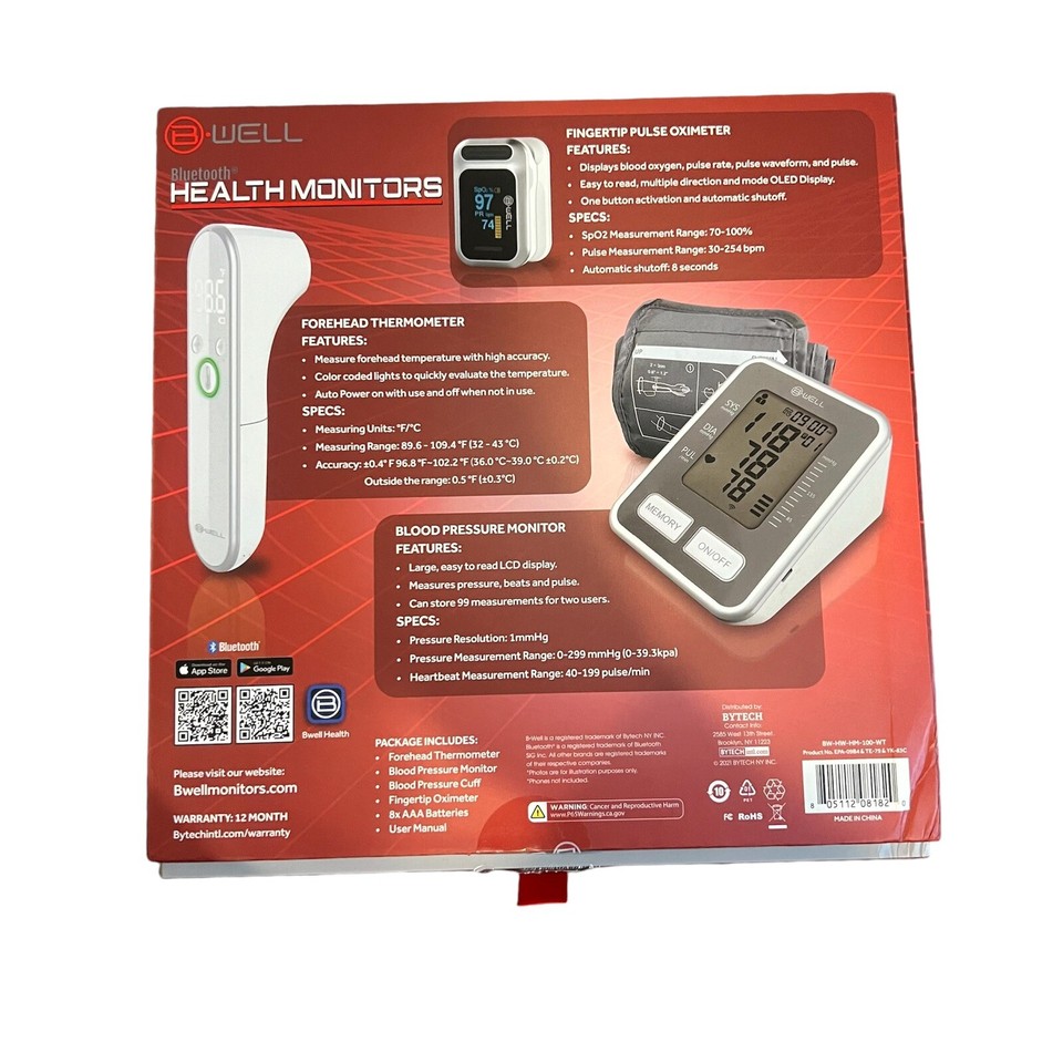 BWell Smart Health Monitors Set – Pressure Monitor, Pulse Oximeter ...
