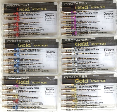 Dentsply ProTaper Gold Rotary Files F1,F2,F3,S1,S2,SX-F3, SX19 21mm 6 ...