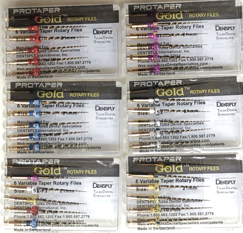 Dentsply ProTaper Gold Rotary Files F1,F2,F3,S1,S2,SX-F3, SX19 21mm 6 ...