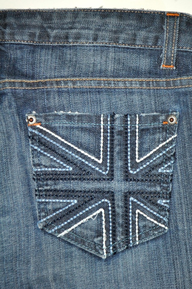 Monarchy Women's Drk Blue Flare Jeans Button Flaps 28 X 30.5 AWESOME ...