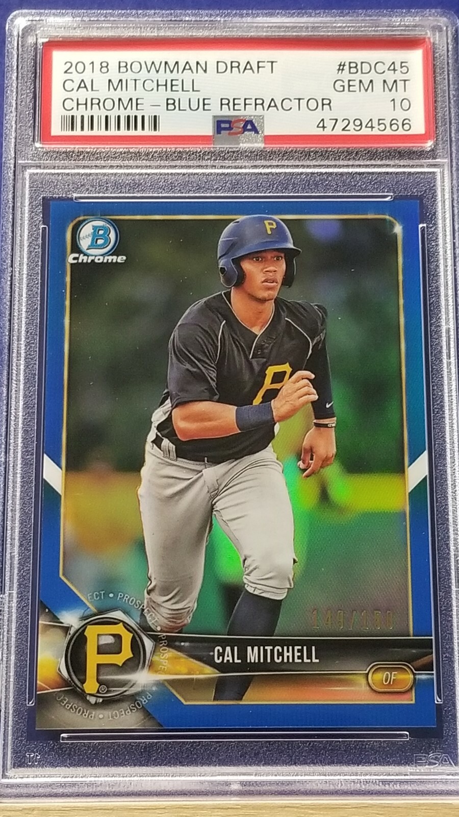 Cal Mitchell - 2018 Bowman Draft Chrome Bue Refractor PSA 10 #149/150 ...