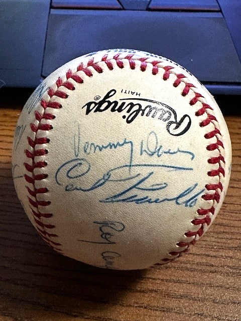 DODGERS LEGENDS 2 SIGNED AUTOGRAPHED ONL BASEBALL! DON DRYSDALE! CARL ...