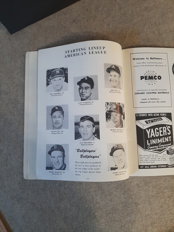 1958 All Star Baseball Game Program Booklet Memorial Stadium Baltimore ...