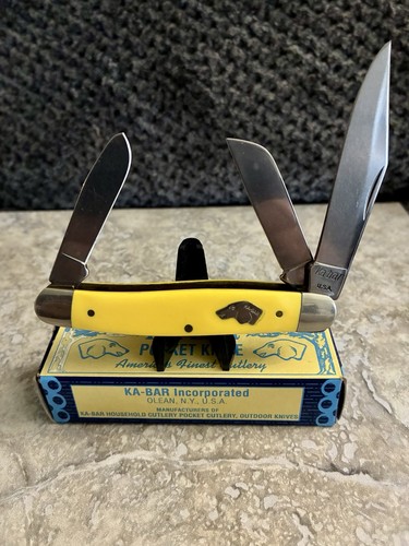 KABAR Dog's Head Stockman Knife, Yellow Handles, Never Used/Sharpened ...